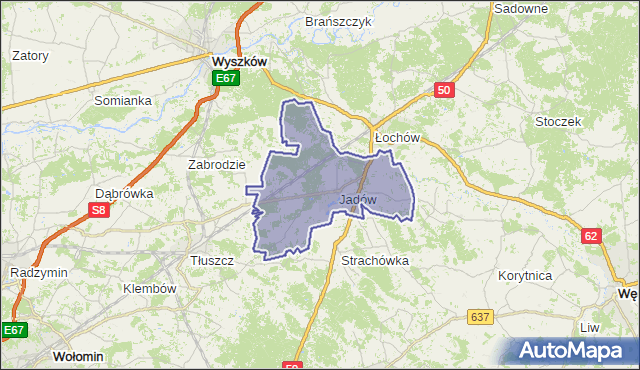 Gmina Jadów, powiat wołomiński, województwo mazowieckie na mapie Targeo