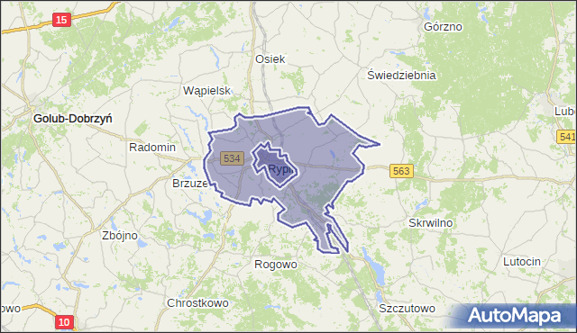 Gmina Rypin, powiat rypiński, województwo kujawsko-pomorskie na mapie ...