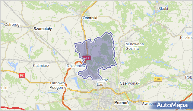 Gmina Suchy Las, powiat poznański, województwo wielkopolskie na mapie ...