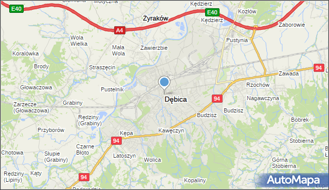 Mapa Dębicy, Dębica na mapie Targeo
