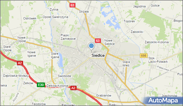 Mapa Siedlce, Siedlce na mapie Targeo