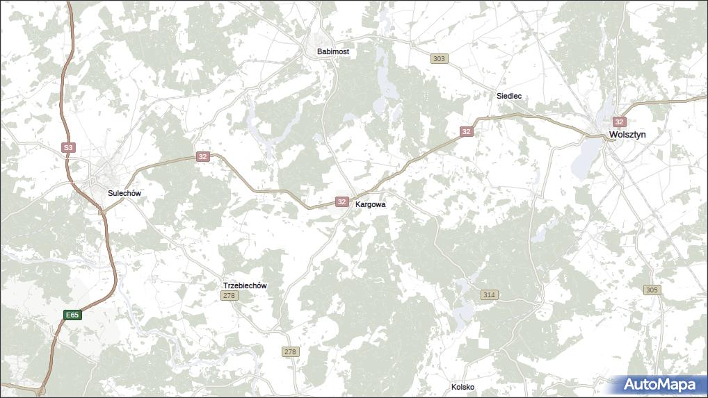 mapa Kargowa, Kargowa na mapie Targeo