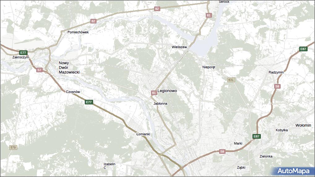 Mapa Legionowo, Legionowo na mapie Targeo