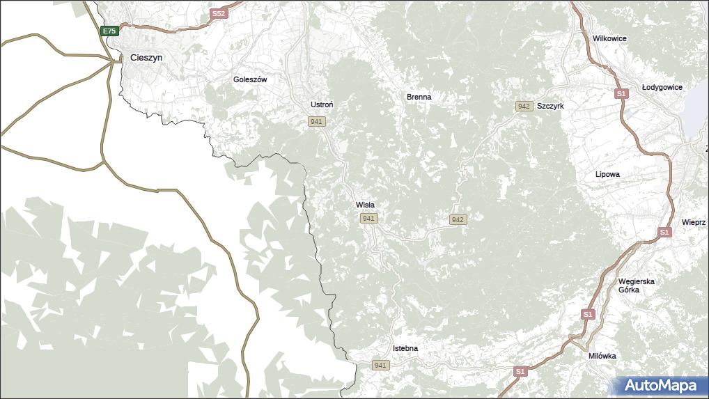 mapa Wisła, Wisła na mapie Targeo